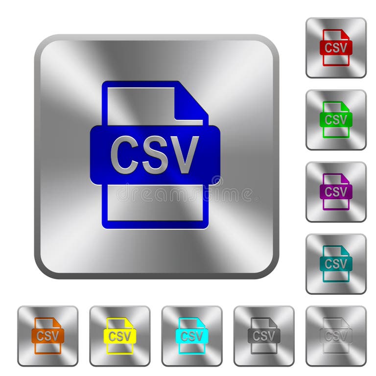 CSV File Format Rounded Square Steel Buttons Stock Vector ...