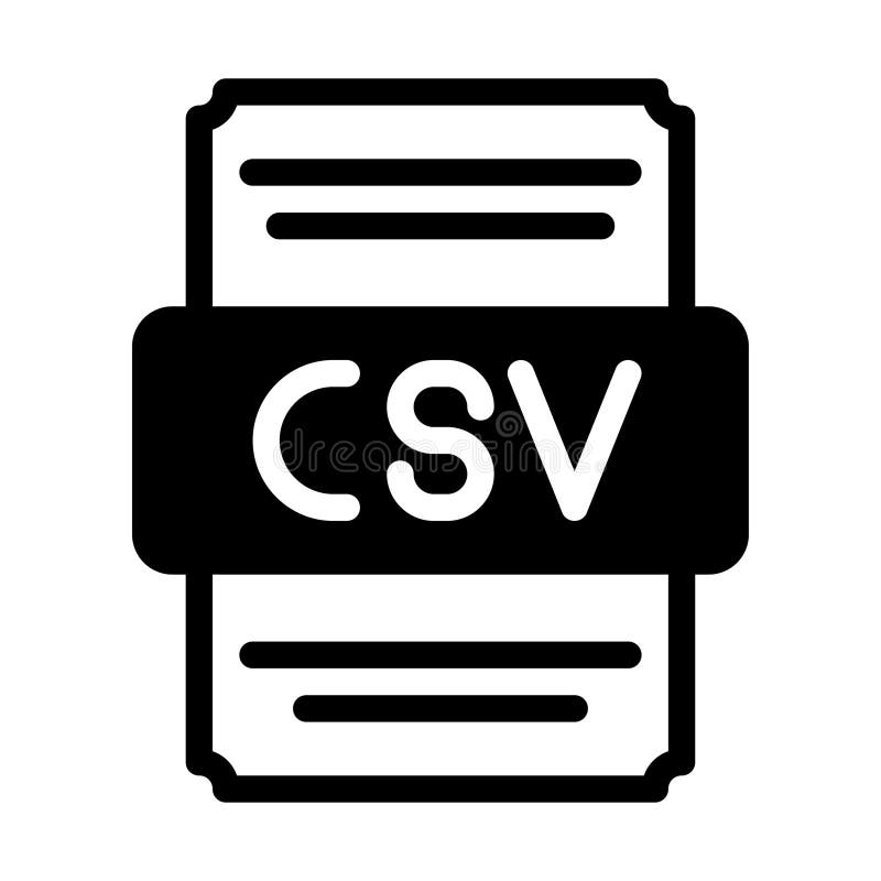 CSV Spreadsheet File Icon with Black Fill Design. Vector Illustration ...