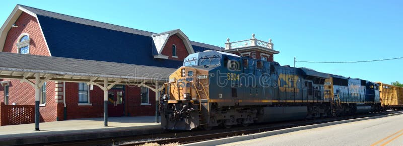 CSX Freight Train and Train Depot Editorial Stock Photo - Image of ...