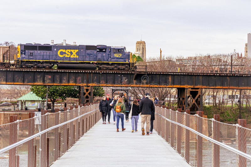 Csx Locomotive Engine Pulling Coal Freight Train Bridge Stock Photos ...