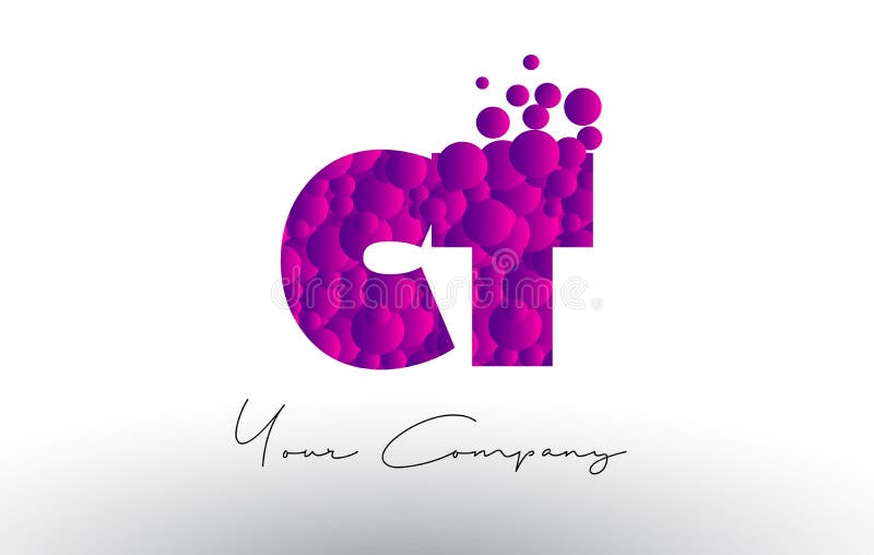 CT C T Dots Letter Logo with Purple Bubbles Texture. Stock Vector ...