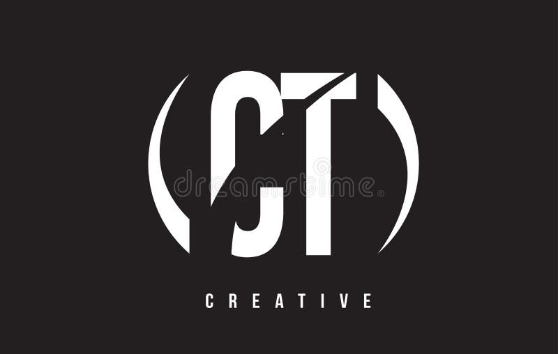 CT C T White Letter Logo Design with Black Background. Stock Vector ...