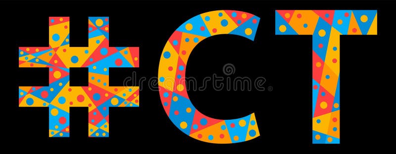 CT Hashtag. Mosaic Isolated Text. Letters from Pieces of Triangles ...