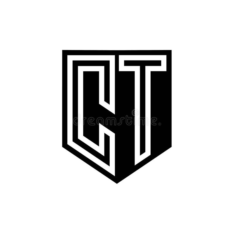 CT Logo Monogram Shield Geometric White Line Inside Black Shield Color ...