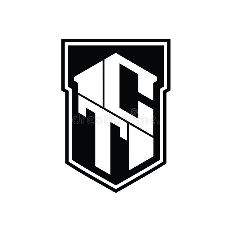 CT Logo Monogram Hexagon Geometric Up and Down Inside Shield Isolated ...