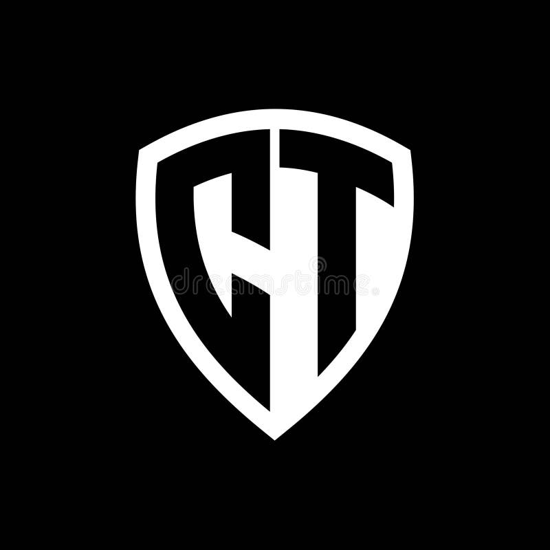 CT Monogram Logo with Bold Letters Shield Shape with Black and White ...