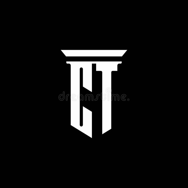 CT Monogram Logo with Emblem Style Isolated on Black Background Stock ...