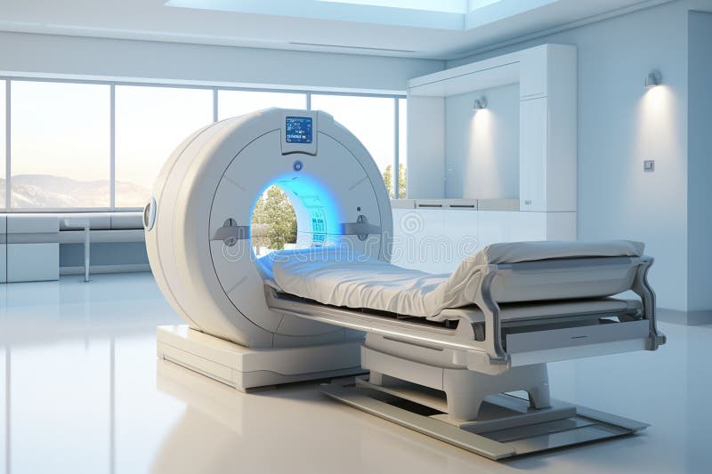 CT Scanner in a Hospital. 3d Rendering Toned Image Double Exposure ...