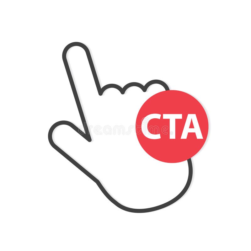 CTA Call To Action Acronym and Pointing Hand Icon Stock Vector ...