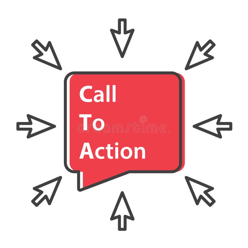 CTA Call To Action Written in Speech Bubble with Mouse Arrow Pointers ...
