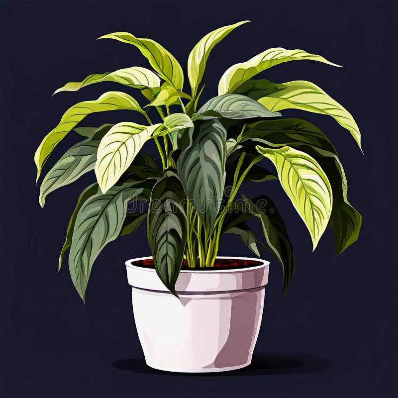 Ctenanthe Plant in Pot Iconic Vector Drawing with Plan Background Plant ...