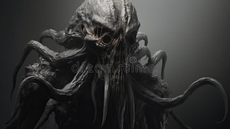 Cthulhu in Motion: Dark and Gritty Desktop Wallpaper Stock Illustration ...