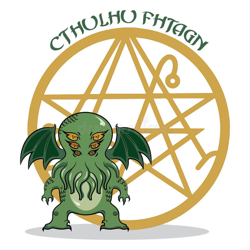 Cthulhu Ungeheueres Cthulhu Im Hintergrund Eines Pentagram Stock ...
