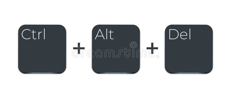 Ctrl, Alt and Del ,Three Buttons for Fix Computer Hanging Problem Stock ...