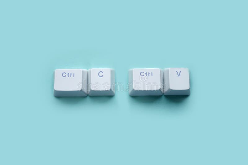 Ctrl C Ctrl V Keyboard Buttons Copy And Paste Key Shortcut On A Blue Background Stock Image