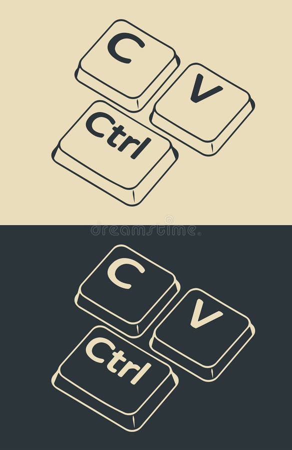 Ctrl C and Ctrl V Keys Ironic Illustrations Stock Vector - Illustration ...