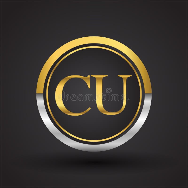 CU Letter Logo in a Circle, Gold and Silver Colored. Vector Design ...