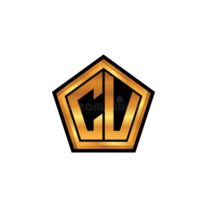 CU Logo Letter Geometric Golden Style Stock Vector - Illustration of ...