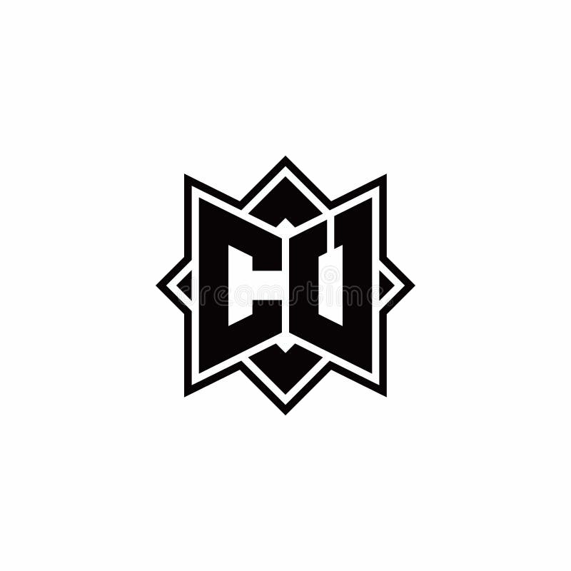CU Monogram Logo with Square Rotate Style Outline Stock Vector ...