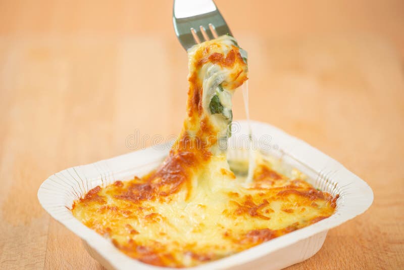 CU Shot, Baked Spinach with Cheese. Stock Photo - Image of bacon ...