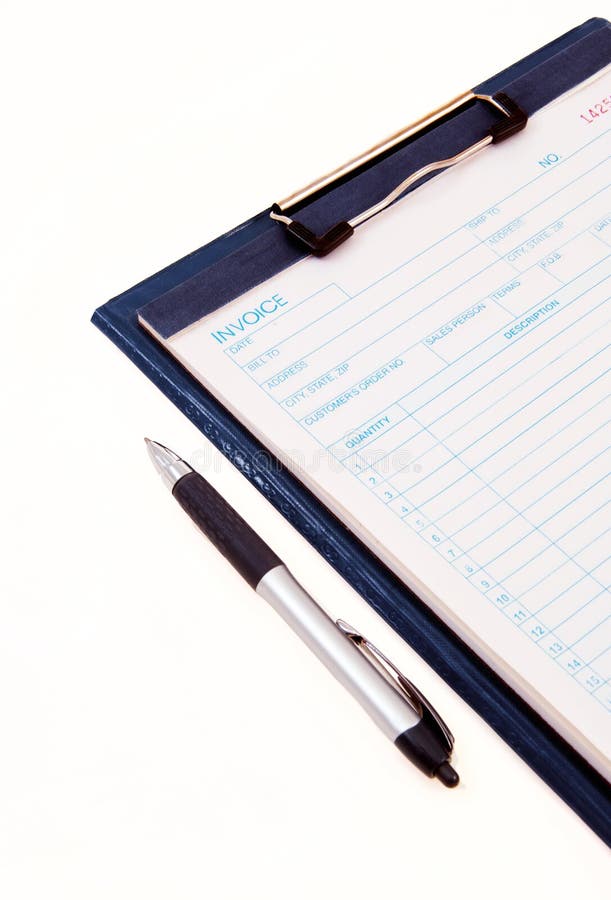 Sello Pagado Azul Con Una Factura En Blanco Foto de archivo - Imagen de ...