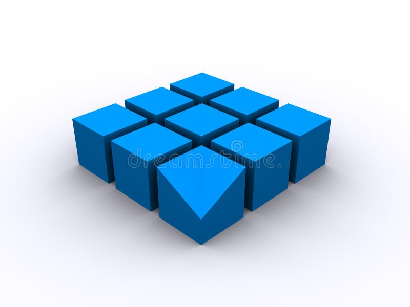 Cuadrado azul del cubo 3d stock de ilustración. Ilustración de ...