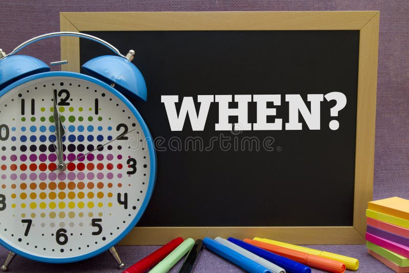 Cuando imagen de archivo. Imagen de mensaje, concepto - 82139653