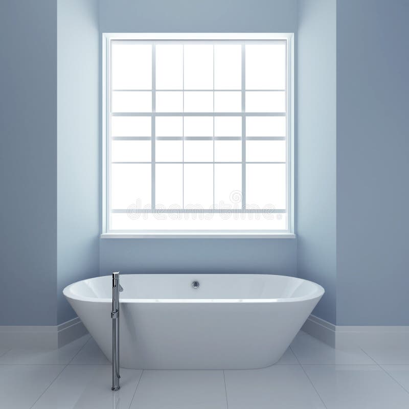 Cuarto De Baño Con La Tina Y Las Ventanas Stock de ilustración ...