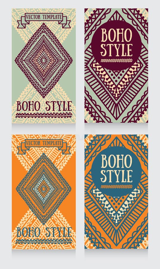 Cuatro Banderas En Estilo Del Boho Ilustración del Vector - Ilustración ...