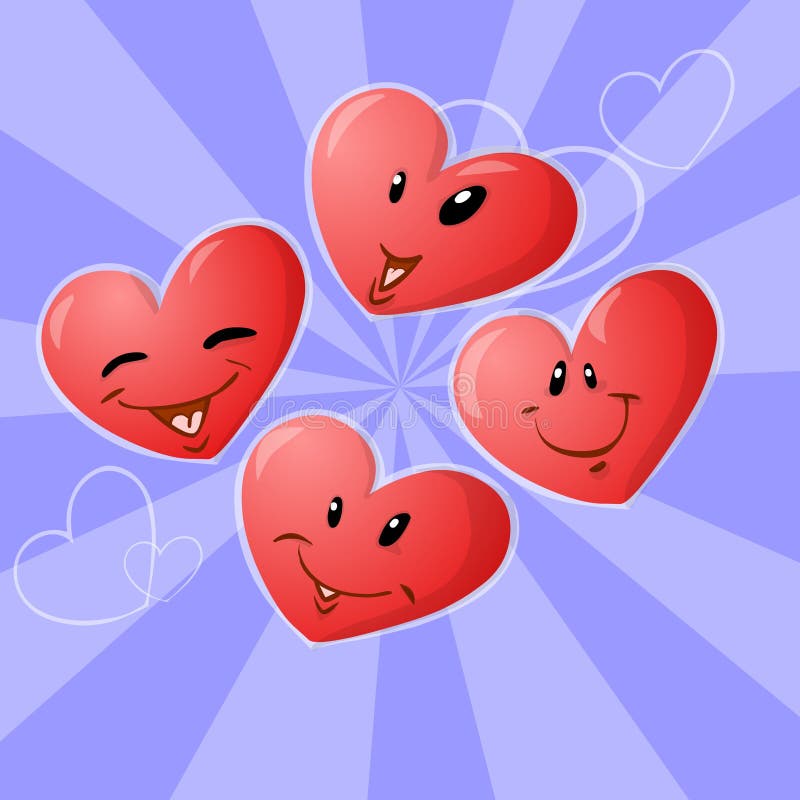 Cuatro corazones stock de ilustración. Ilustración de mejilla - 7529735