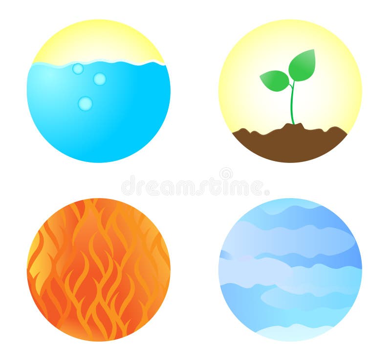 Iconos De Los Elementos De La Naturaleza Ilustración del Vector ...