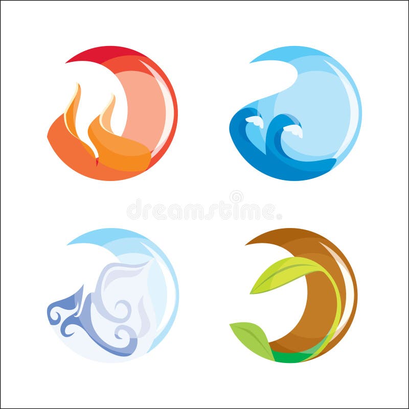 Cuatro elementos ilustración del vector. Ilustración de agua - 3512468