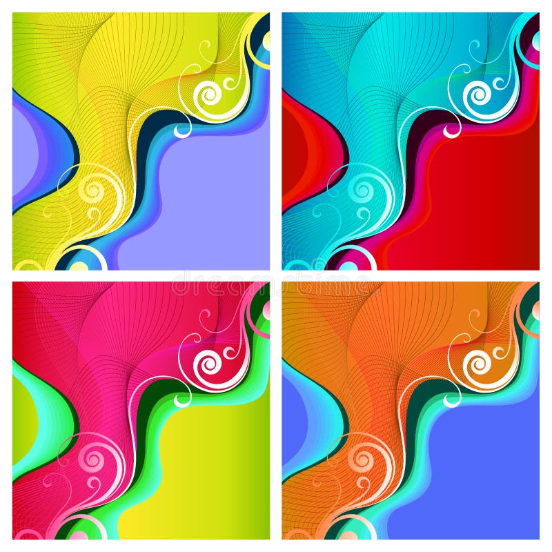Cuatro fondos coloridos stock de ilustración. Ilustración de plantilla ...