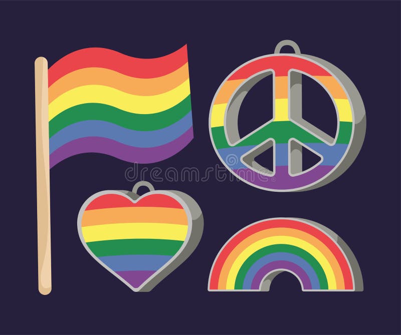Cuatro Iconos De La Comunidad Lgbtiq Ilustración del Vector ...