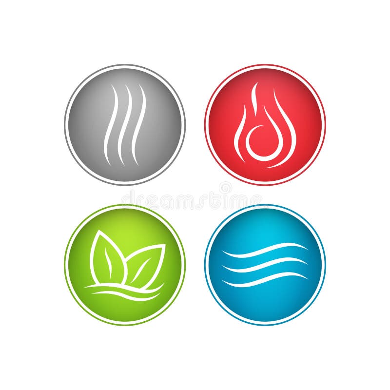 Cuatro Elementos - Iconos #1 Del Vector Ilustración del Vector ...