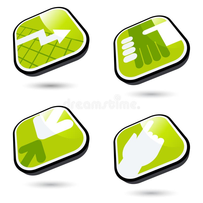 Cuatro Iconos Verdes Del Asunto Ilustración del Vector - Ilustración de ...