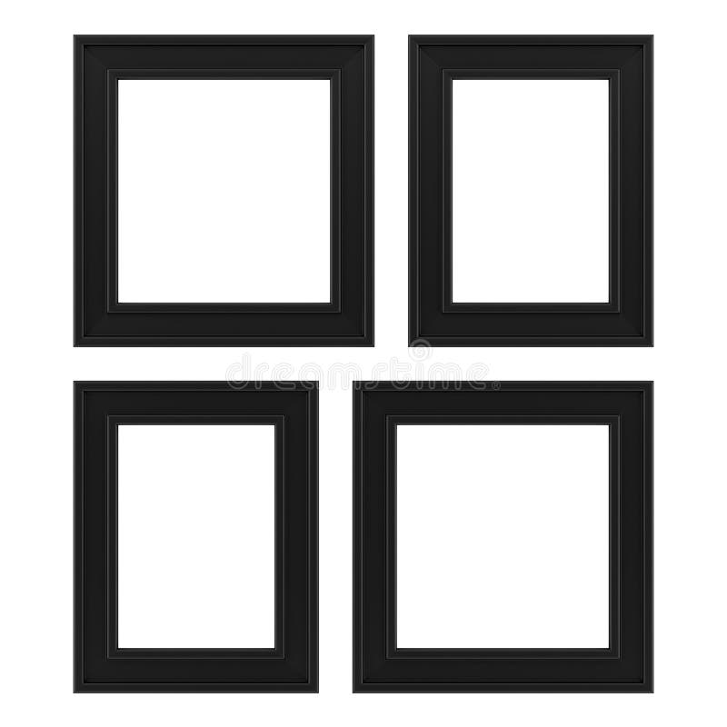 Cuatro Marcos Negros Aislados En Blanco Stock de ilustración ...