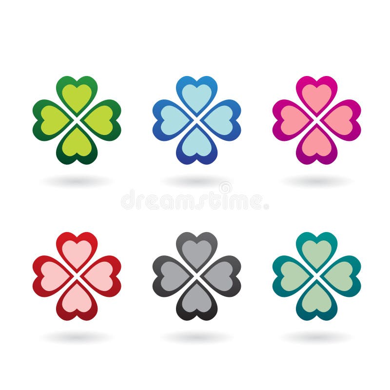 Cuatro Tréboles Coloridos Abstractos De La Hoja Ilustración del Vector ...