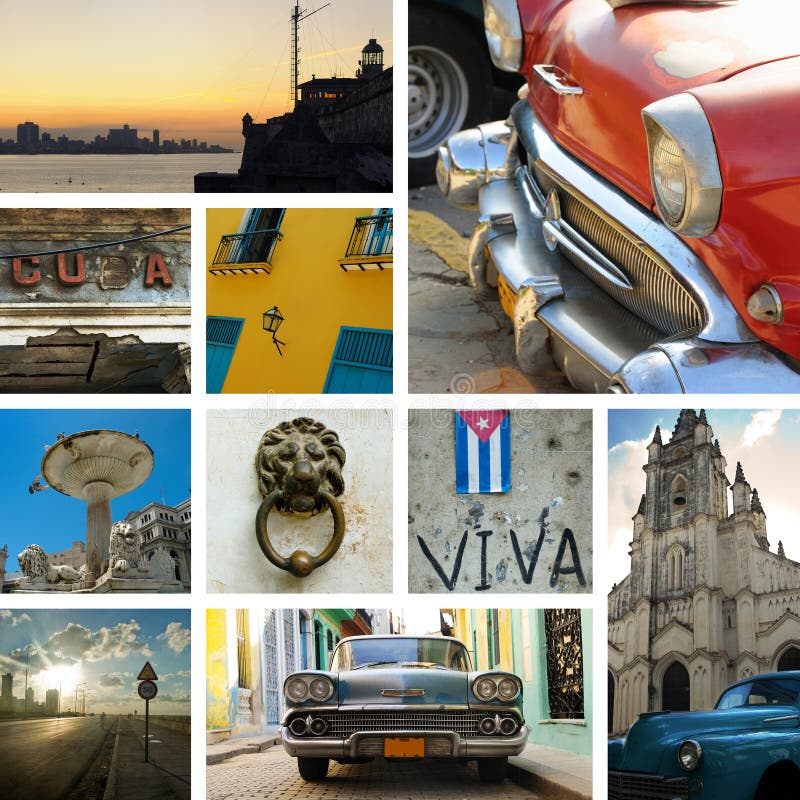 Cuba collage stock image. Image of destination, flag, style - 8974899