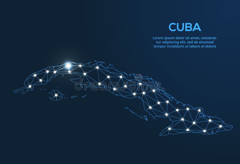 Cuba Communication Network Map. Vector Low Poly Image of a Global Map ...