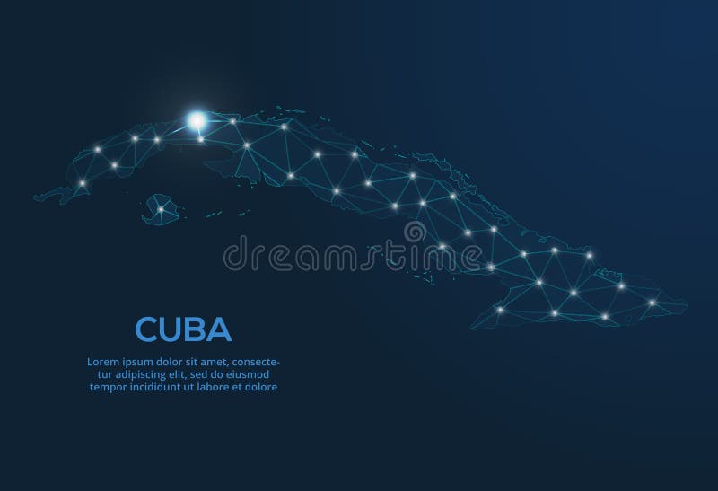 Cuba Communication Network Map. Vector Low Poly Image of a Global Map ...