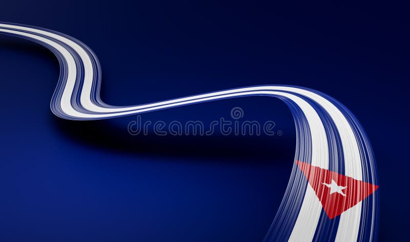 Cuba or Cuban Flag Wavy Abstract Ribbon Background. 3d Illustration ...