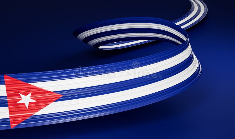 Cuba or Cuban Flag Wavy Abstract Ribbon Background. 3d Illustration ...
