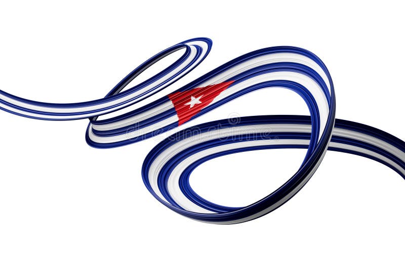 Cuba or Cuban Flag Wavy Abstract Ribbon Background. 3d Illustration ...
