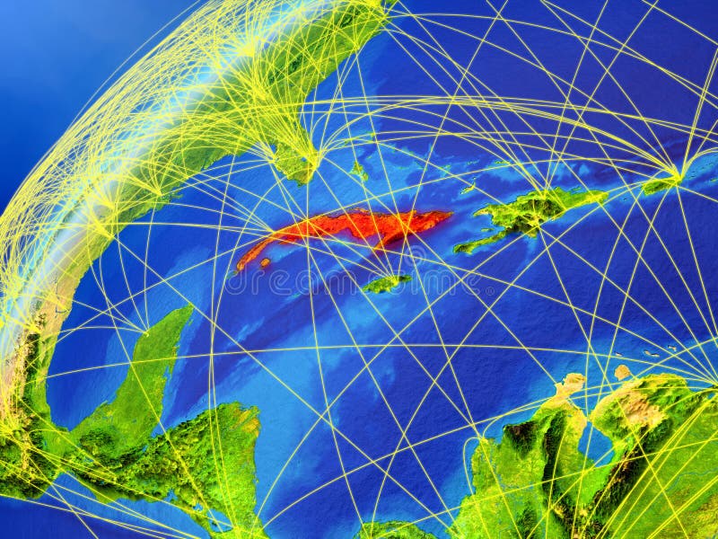 Cuba on Earth with network stock illustration. Illustration of cuban ...