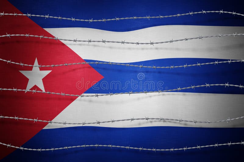 Cuba flag and barbed wire stock illustration. Illustration of textile ...
