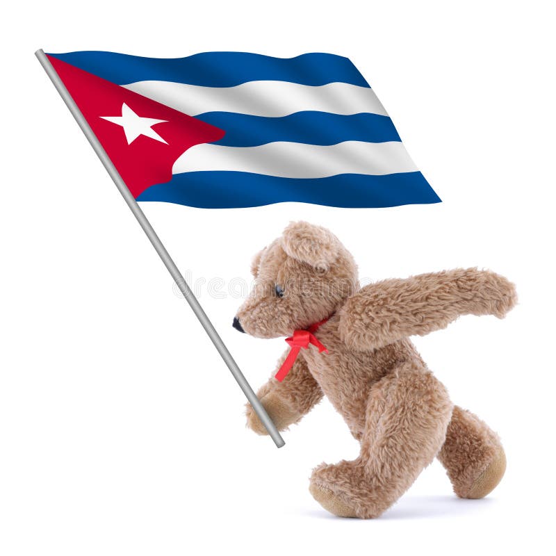 Cuba Flag Being Carried by a Cute Teddy Bear Stock Photo - Image of ...