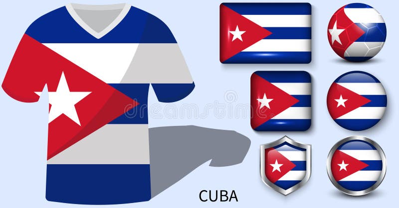 Cuba Flag Collection, Football Jerseys of Cuba Stock Vector ...