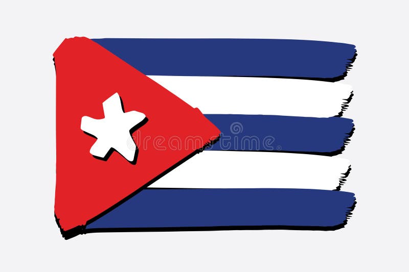 Cuba Flag with Colored Hand Drawn Lines in Vector Format Stock ...