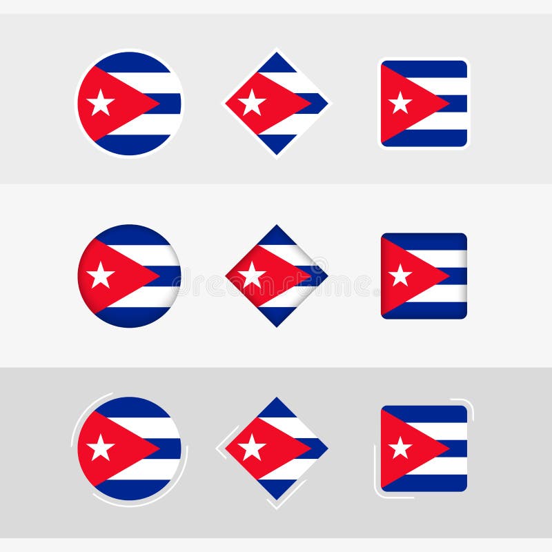 Cuba Flag Icons Set, Vector Flag of Cuba Stock Vector - Illustration of ...